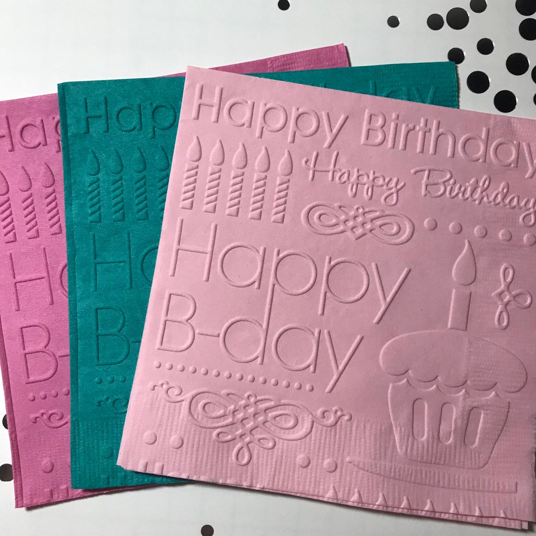 Birthday Napkin ~ Embossed Napkin ~ Birthday ~ Birthday Party ~ Happy ...
