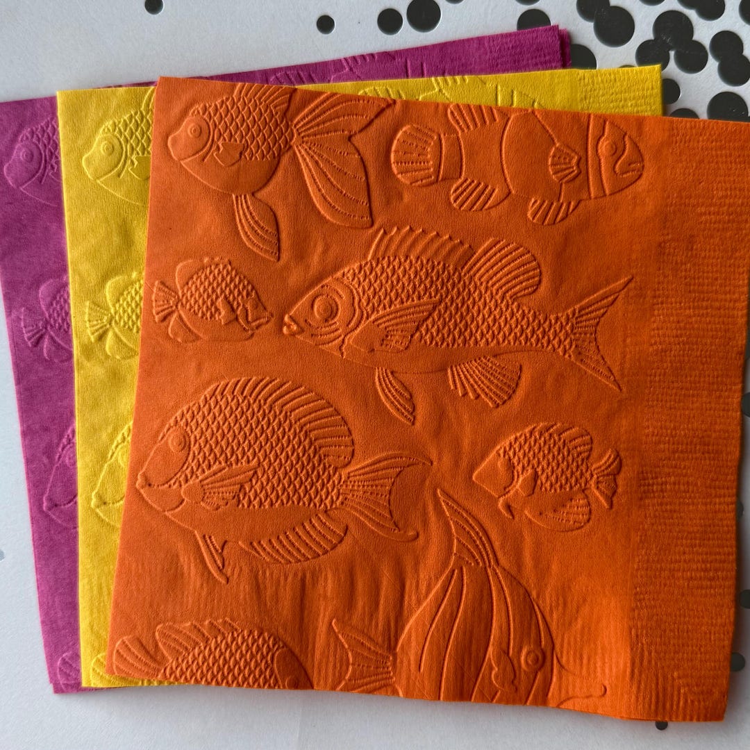 Fish Napkin ~ Embossed Napkin ~ Retirement ~ Fishing ~ Fisherman ...