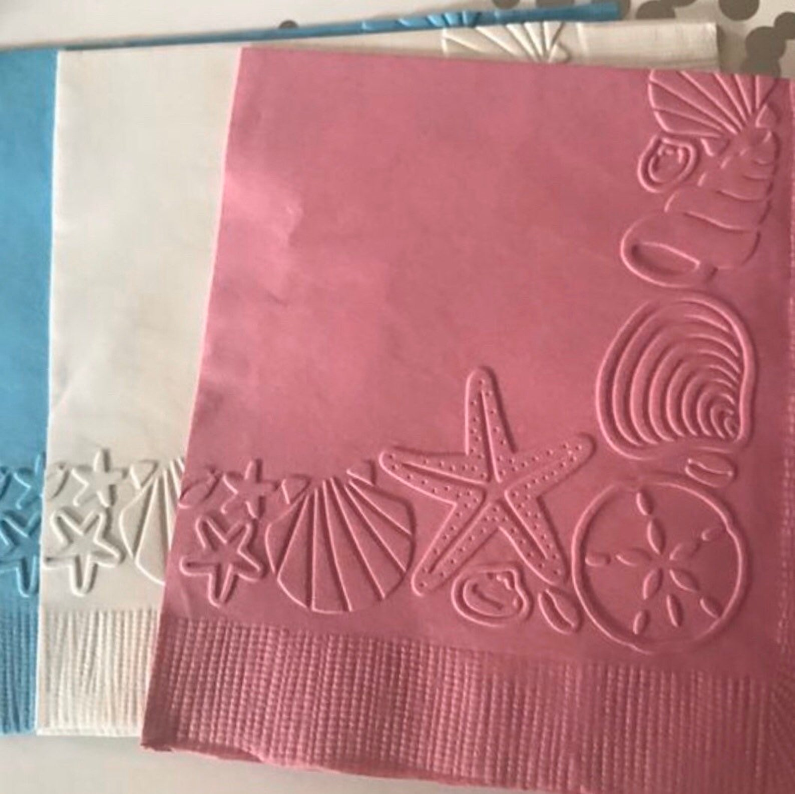 Seashells Napkin Embossed Paper Napkin Wedding | Etsy