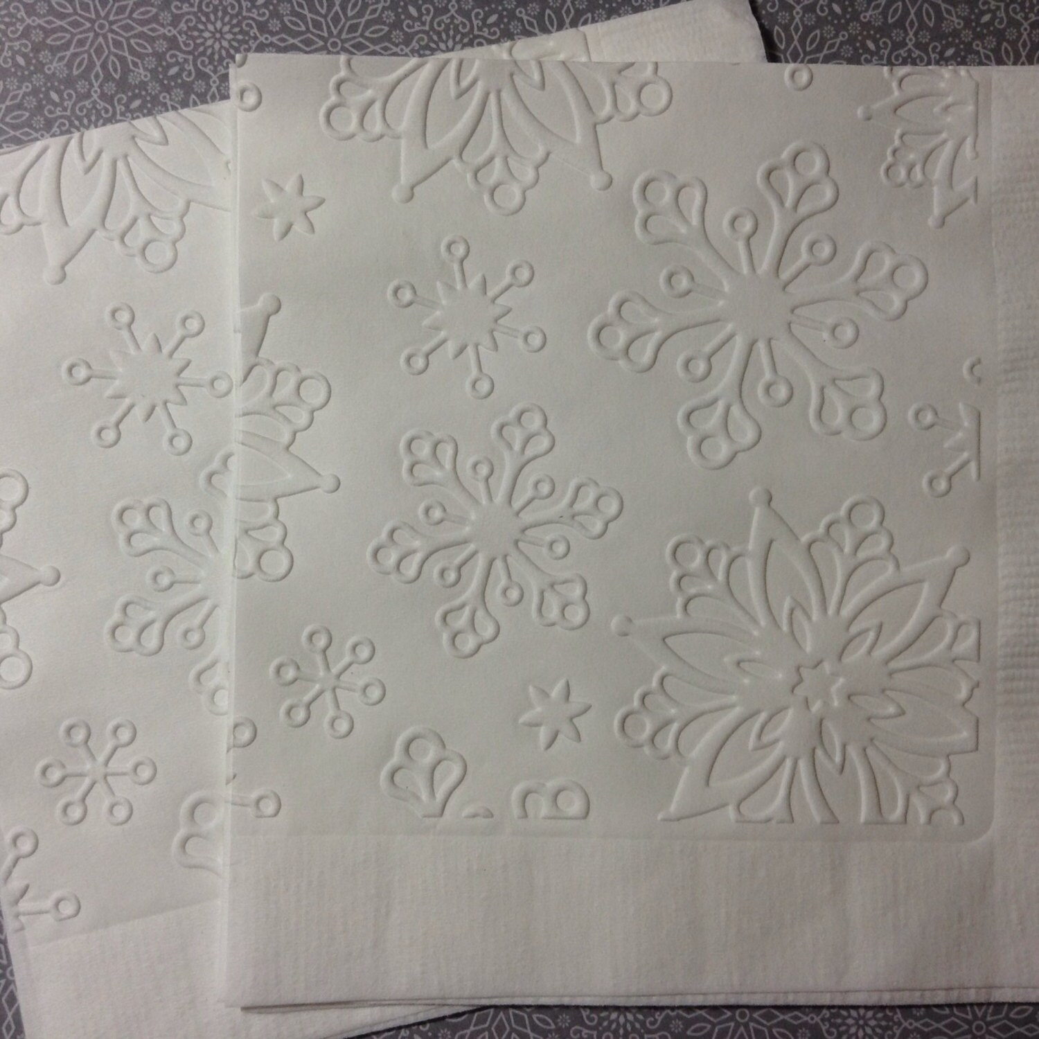 Snowflake Napkin Embossed Paper Napkin Christmas Winter | Etsy