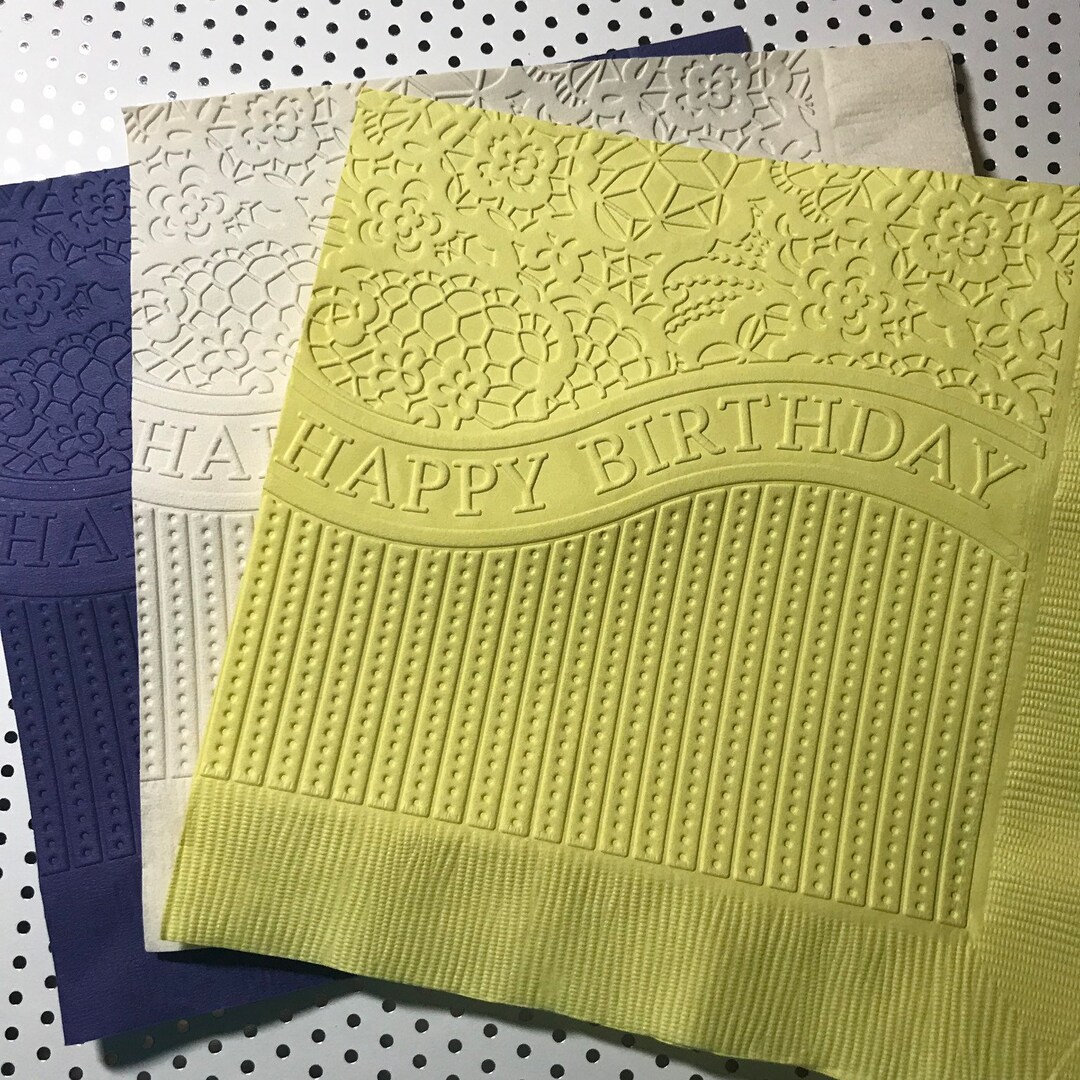 Birthday Napkins Embossed Birthday Napkins Birthday Decorations Happy ...