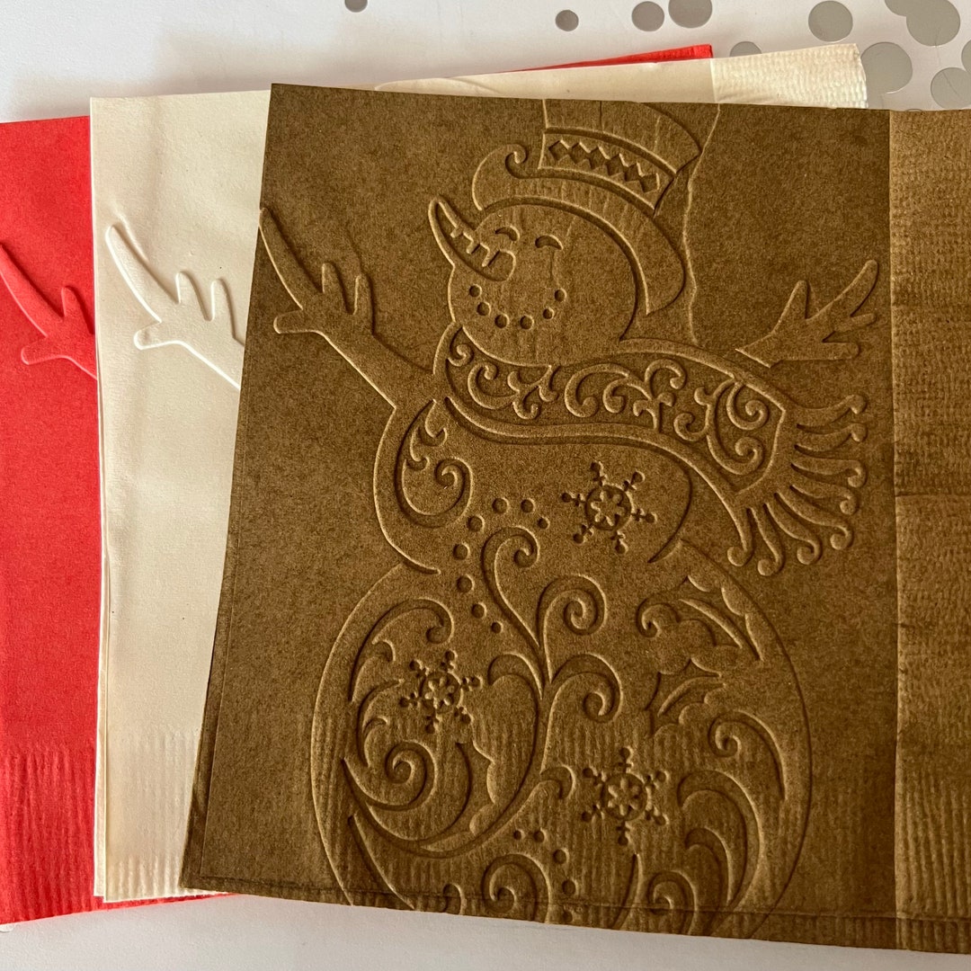 Snowman Napkin Embossed Paper Napkin Christmas Winter Napkin Winter ...