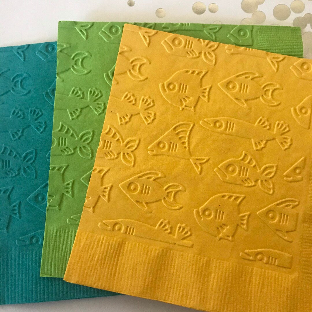 Embossed Fish Napkin Party Birthday Retirement Fishing Fisherman ...