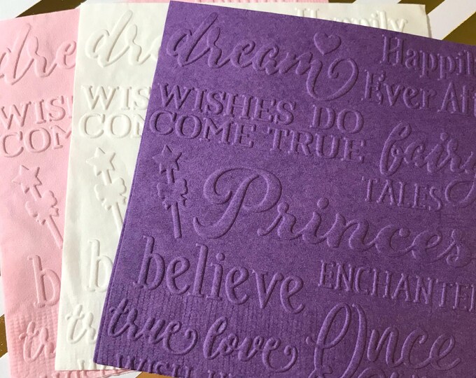 Princess Napkin Embossed Paper Napkin Birthday Shower | Etsy