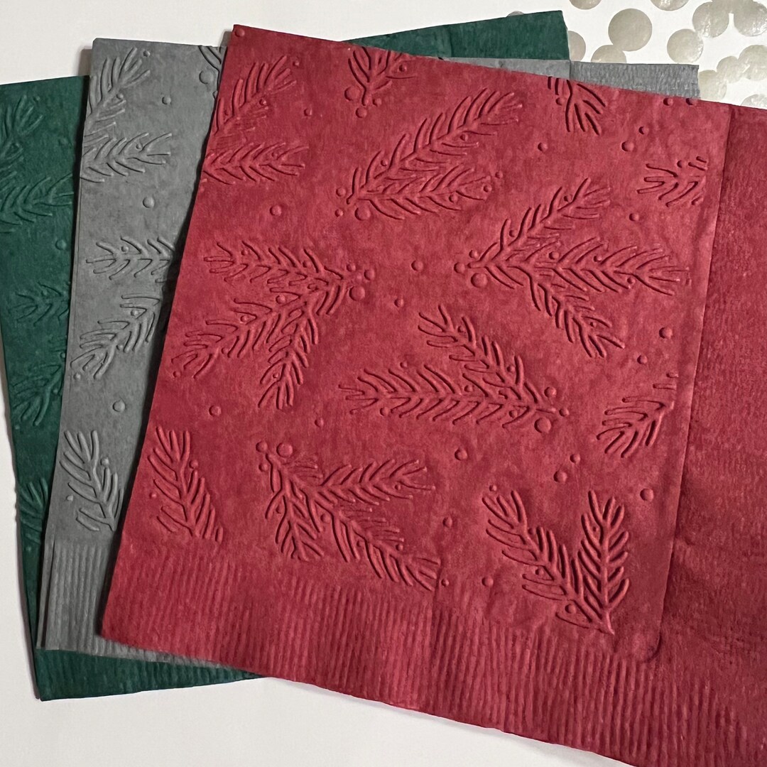 Pine Napkin ~ Embossed Napkin ~ Rustic ~ Pine Boughs ~ Pine Branches ...
