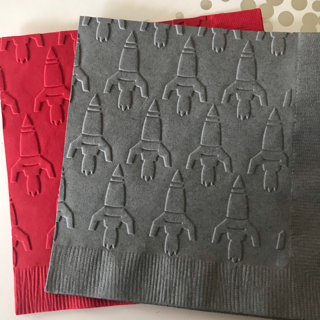 Rocket Napkins Embossed Paper Napkins Boy's Birthday Rocket Outer Space ...