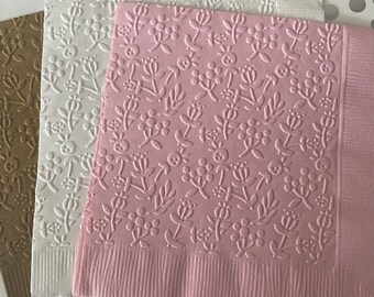 Floral Napkins Embossed Paper Napkin Wedding Rose | Etsy