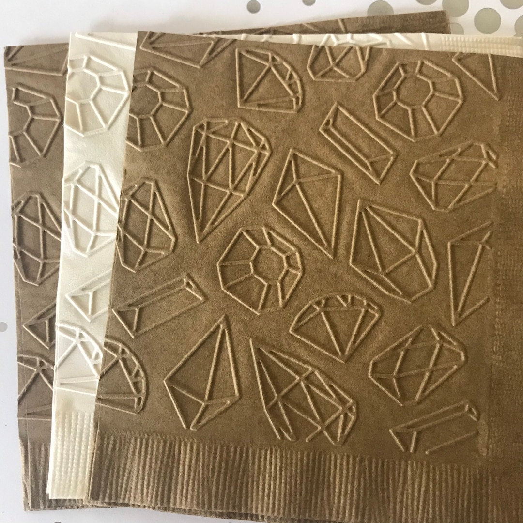 Diamond Napkin Embossed Paper Napkin Engagement Wedding Bachelorette ...