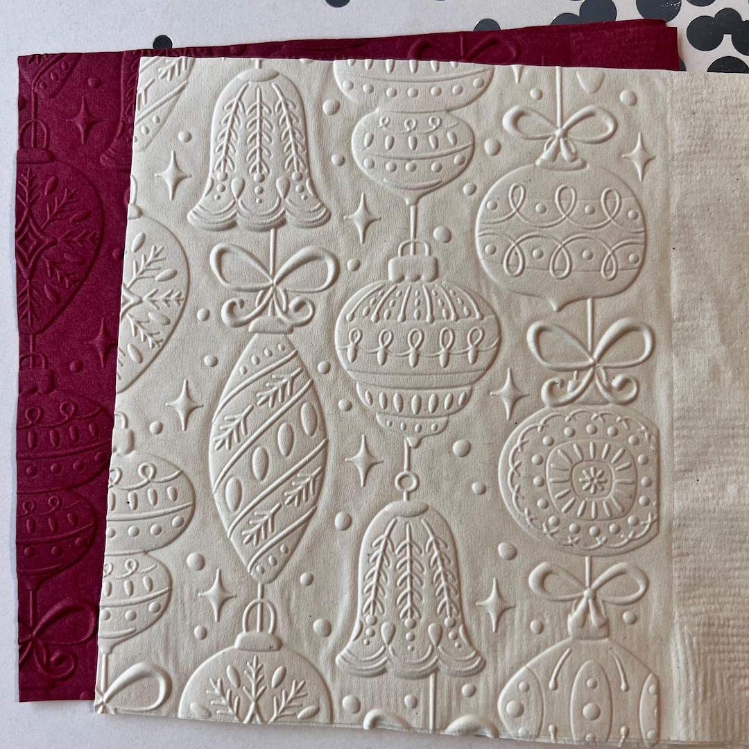 Ornaments Napkin ~ Embossed Napkin ~ Christmas Ornament ~ Christmas ...