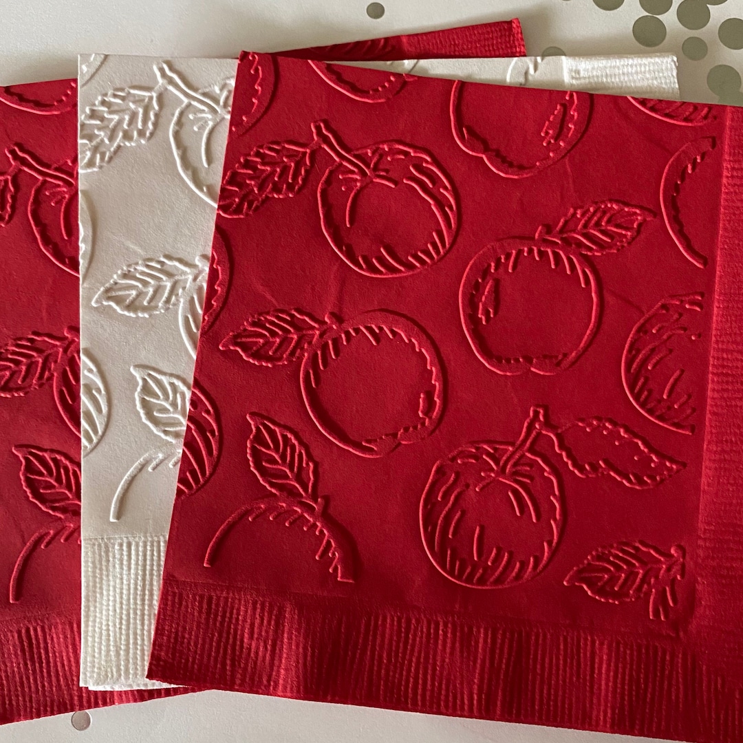 Apple Napkin Embossed Paper Napkin Apple Harvest Orchard Picnic ...