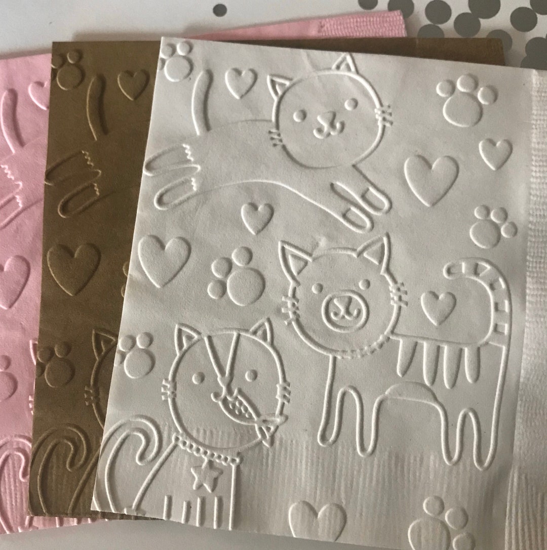 Cat Napkin ~ Embossed Napkin ~ Pet Birthday ~ Cat Birthday~ Kitty ...