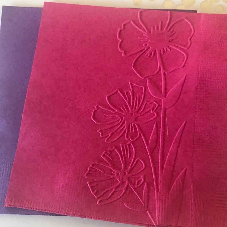 Floral Napkins Embossed Paper Napkin Wedding Anniversary | Etsy