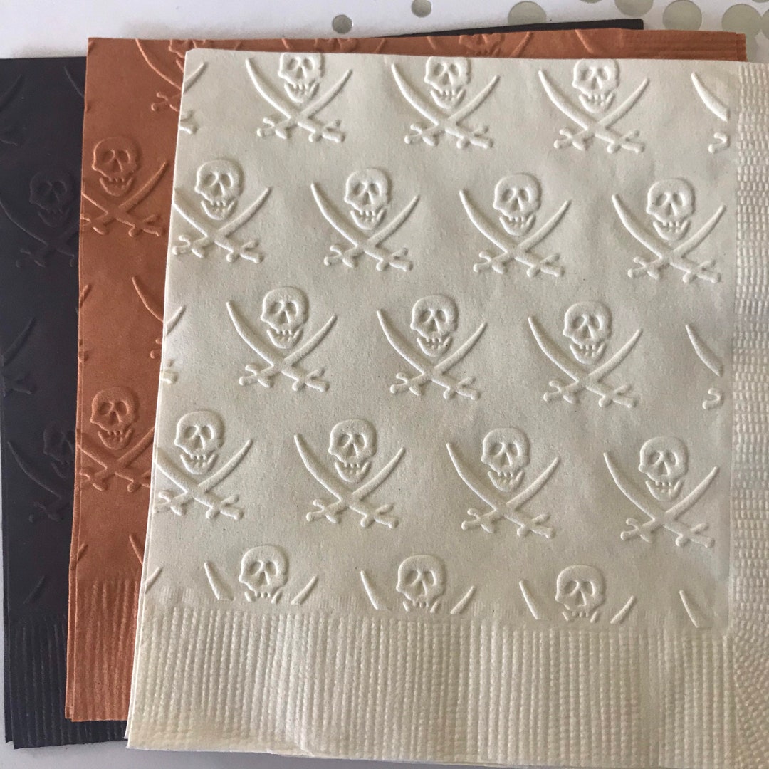 Pirate Napkin ~ Embossed Napkin ~ Birthday ~ Skull ~ Nautical ~ High ...