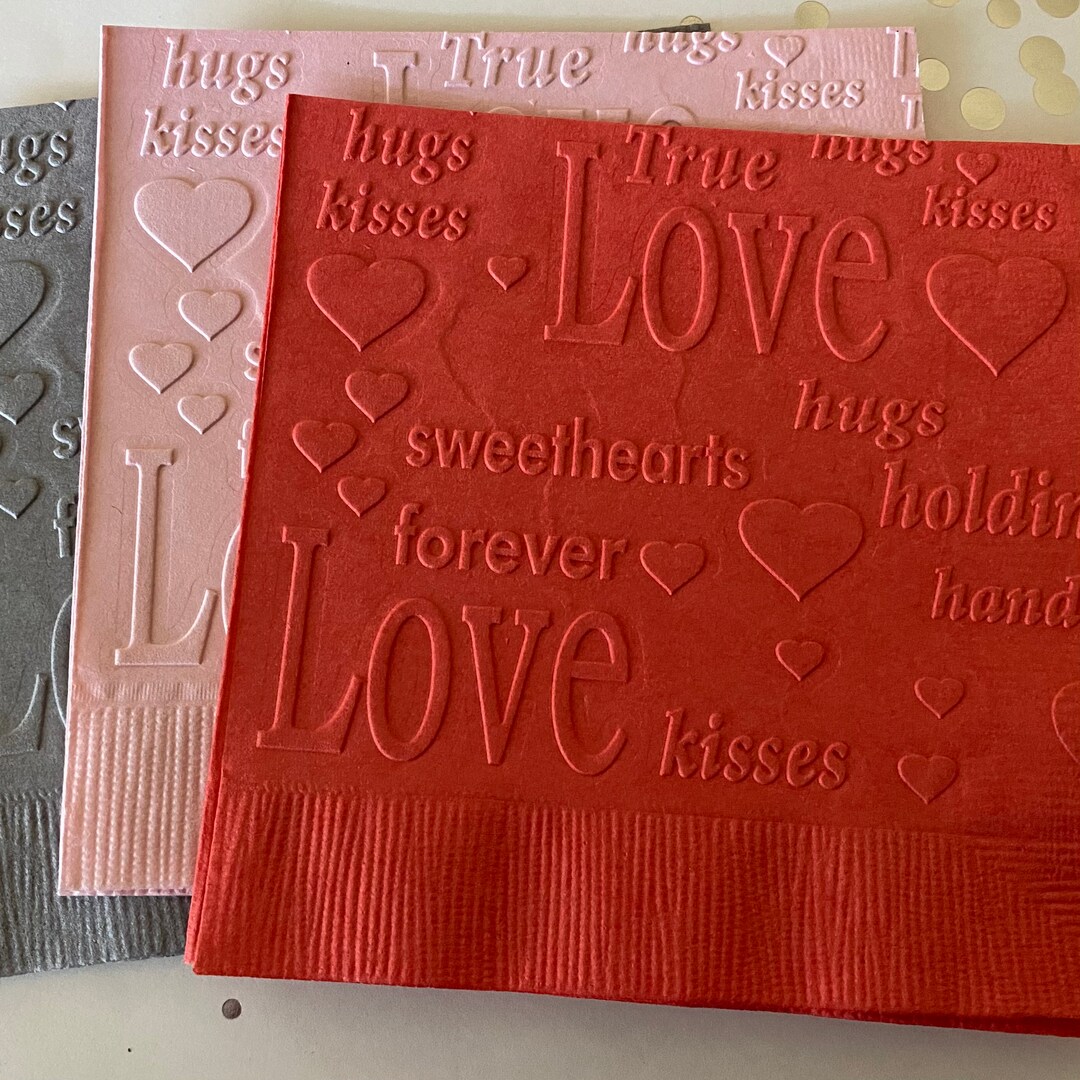 Love Napkin ~ Embossed Napkin ~ Wedding ~ Bridal Shower ~ Wedding Words ...