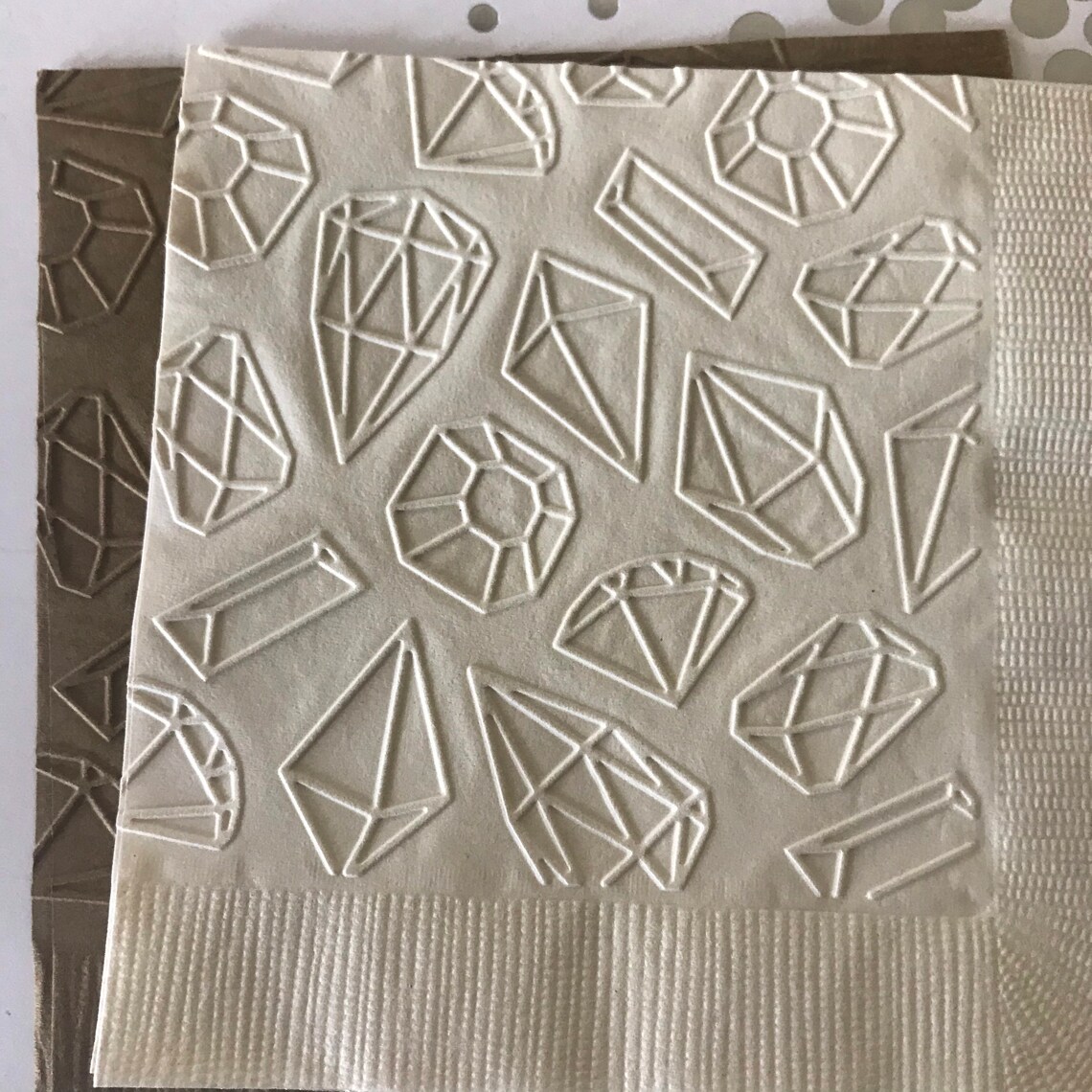 Diamond Napkin Embossed Paper Napkin Engagement Wedding | Etsy