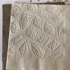 Diamond Napkin Embossed Paper Napkin Engagement Wedding Bachelorette ...