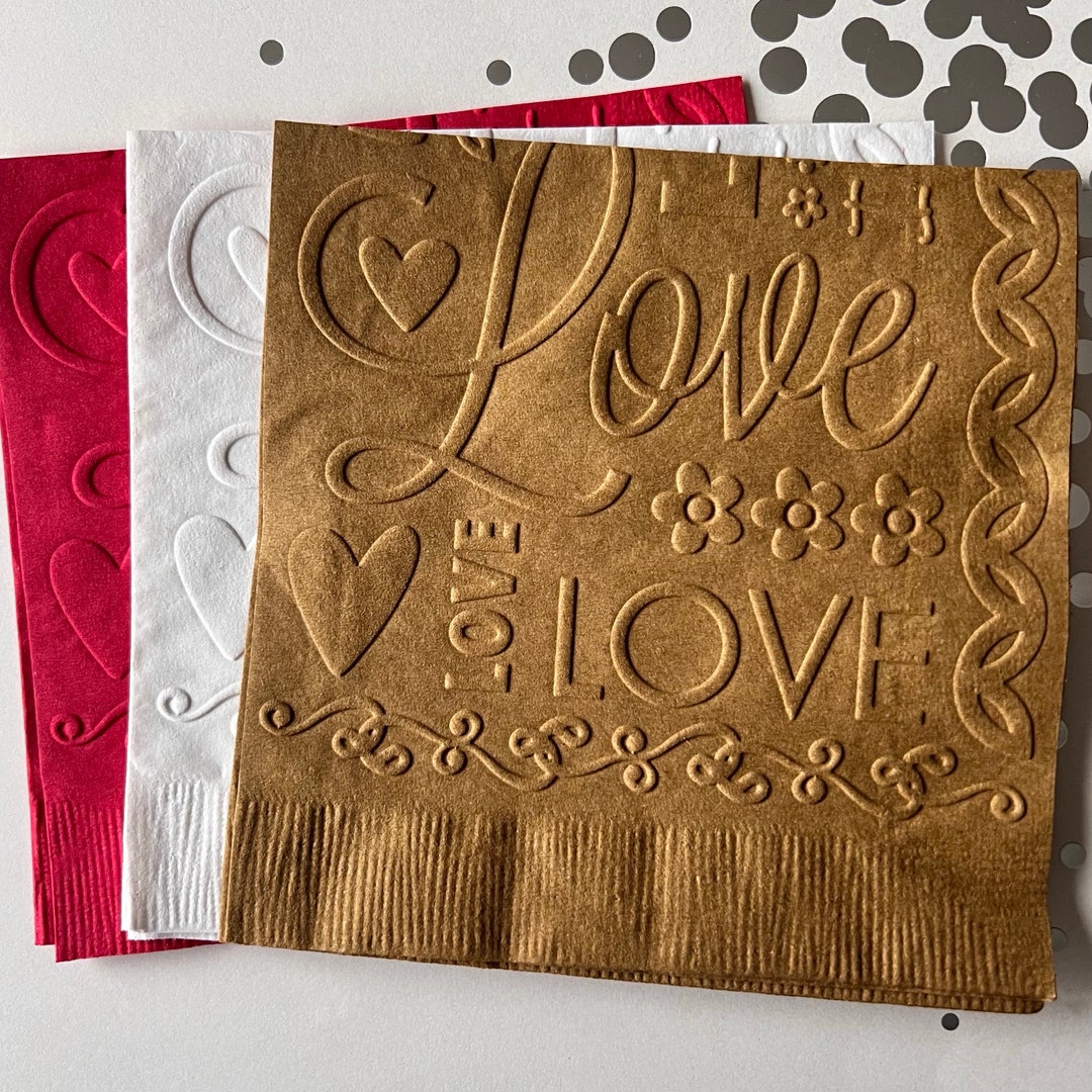 Love Napkin ~ Embossed Napkin ~ Wedding ~ Valentine's Day ~ Bridal ...