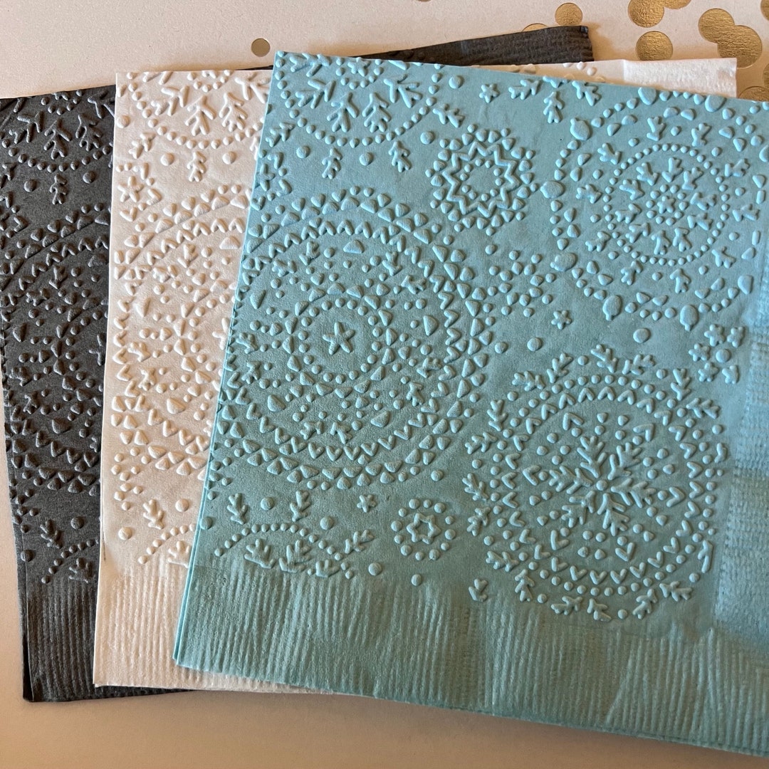 Snowflake Napkin ~ Embossed Napkin ~ Christmas ~ Winter Napkin ~ Winter ...