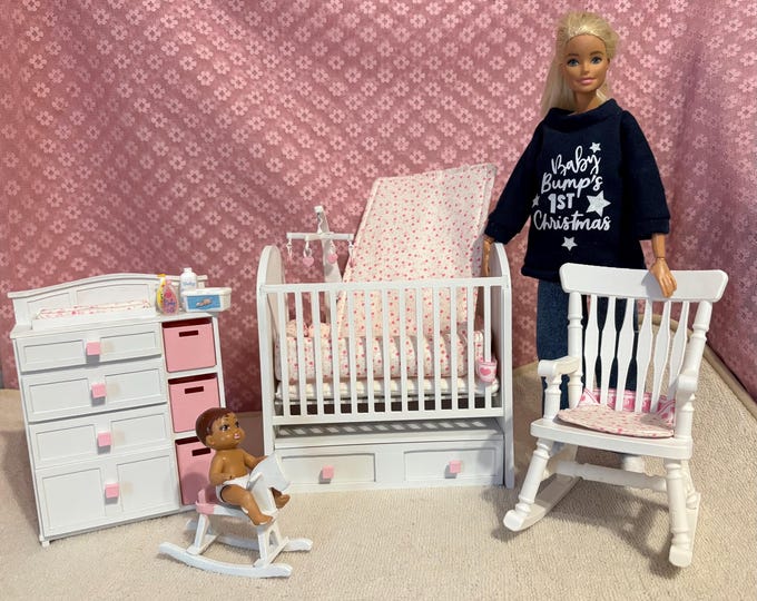 1:6 Scale Complete Doll Nursery Room Set. Pink Heart Design. - Etsy