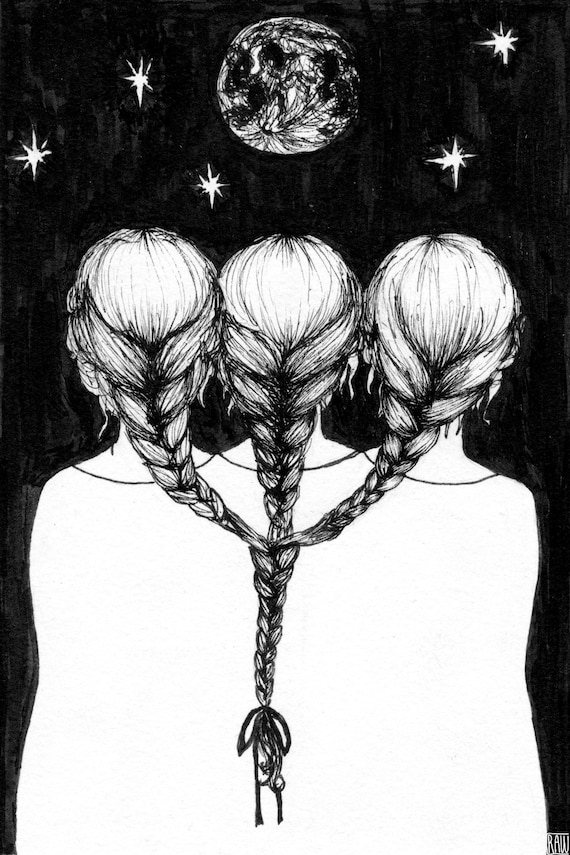 Witch Coven Art Print Illustration Black and White Drawing - Etsy