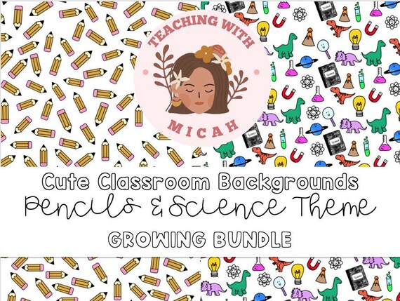 Teacher Digital Backgrounds Pencil Science Digital Download - Etsy