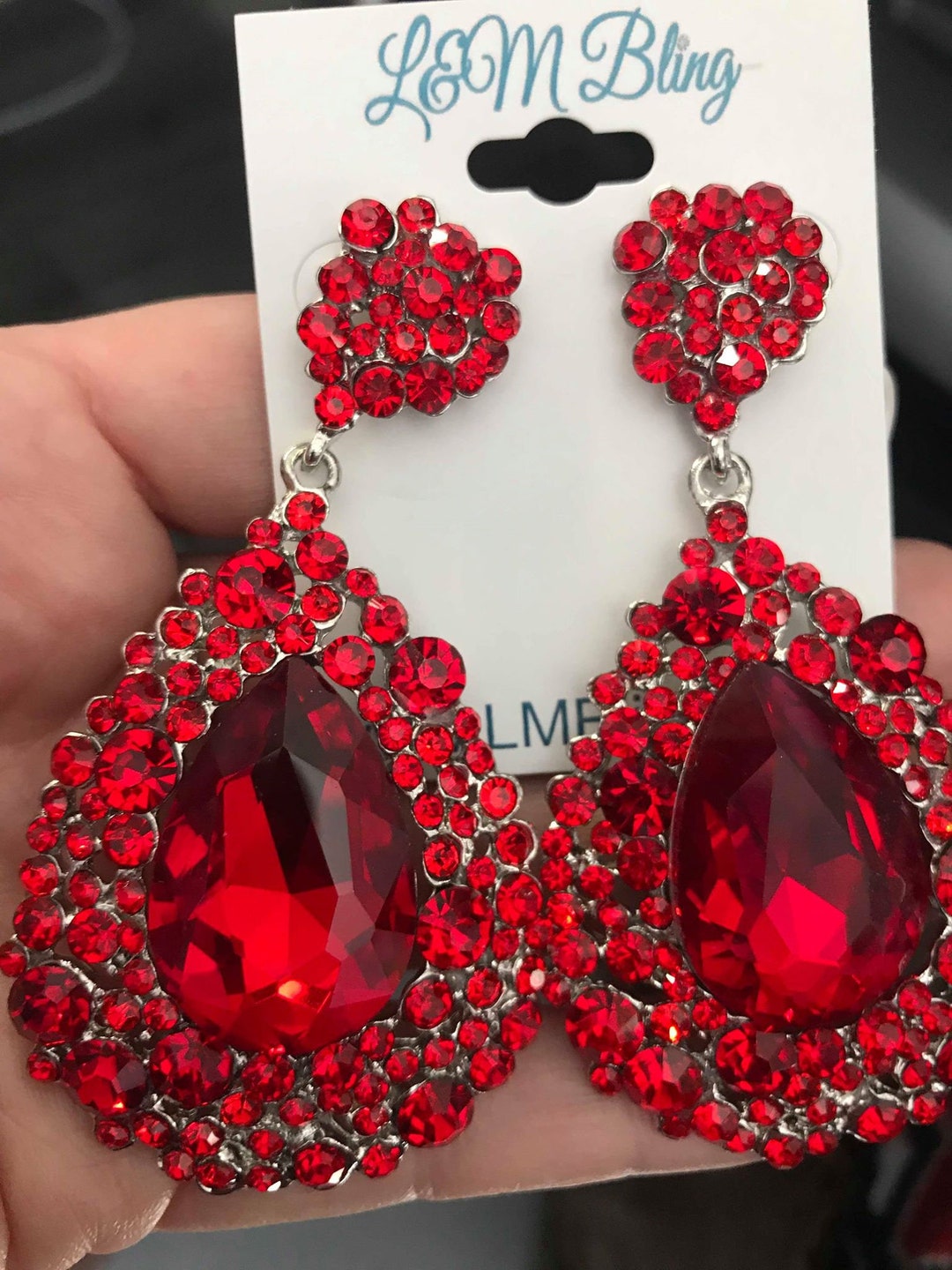 Red Earrings NO AB Red Chunky Earrings Large Red Earrings Red Pageant ...