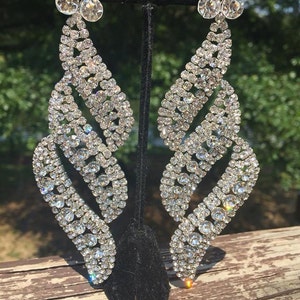 Long Navy Chandelier Earrings Pageant Jewelry Long Navy Pageant ...