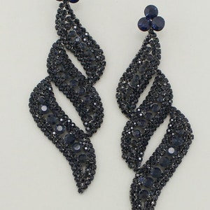Long Navy Chandelier Earrings Pageant Jewelry Long Navy Pageant ...
