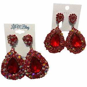 Red Earrings Red Chunky Earrings Large Red Earrings Red Pageant ...