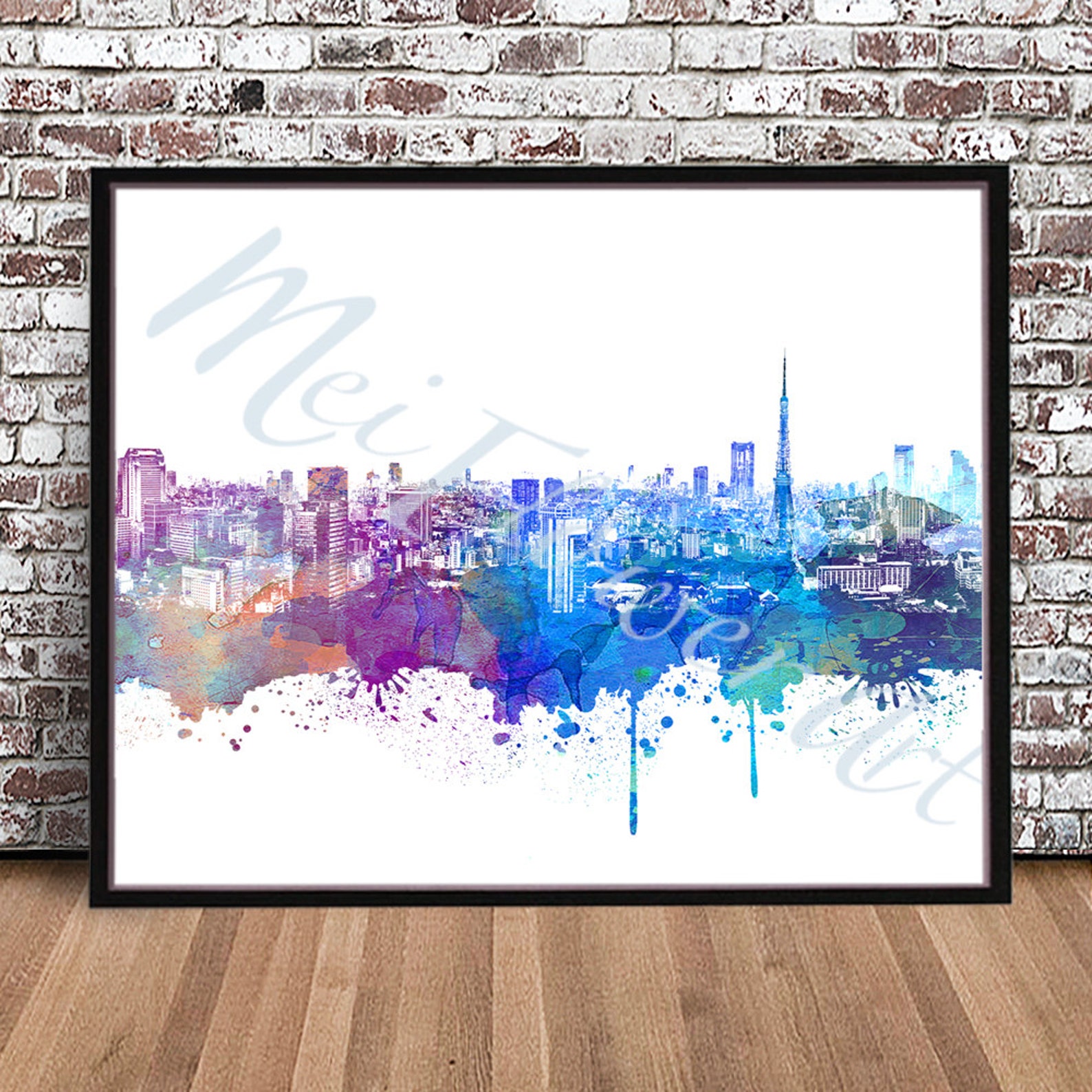 Tokyo City Skyline, Watercolor Painting PRINT, Cityscape Poster, Tokyo ...