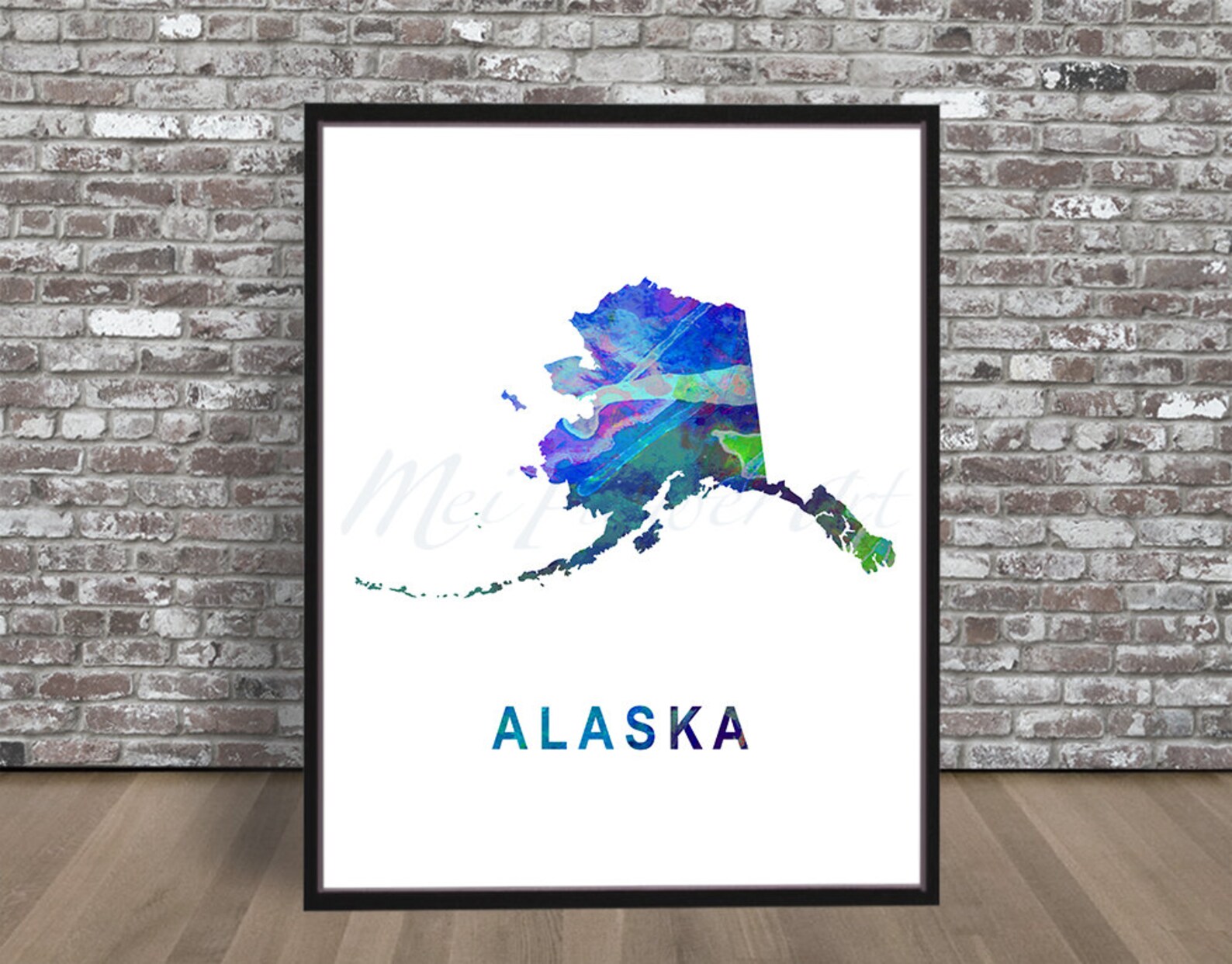Alaska Watercolor Map Watercolour Alaska State Painting - Etsy