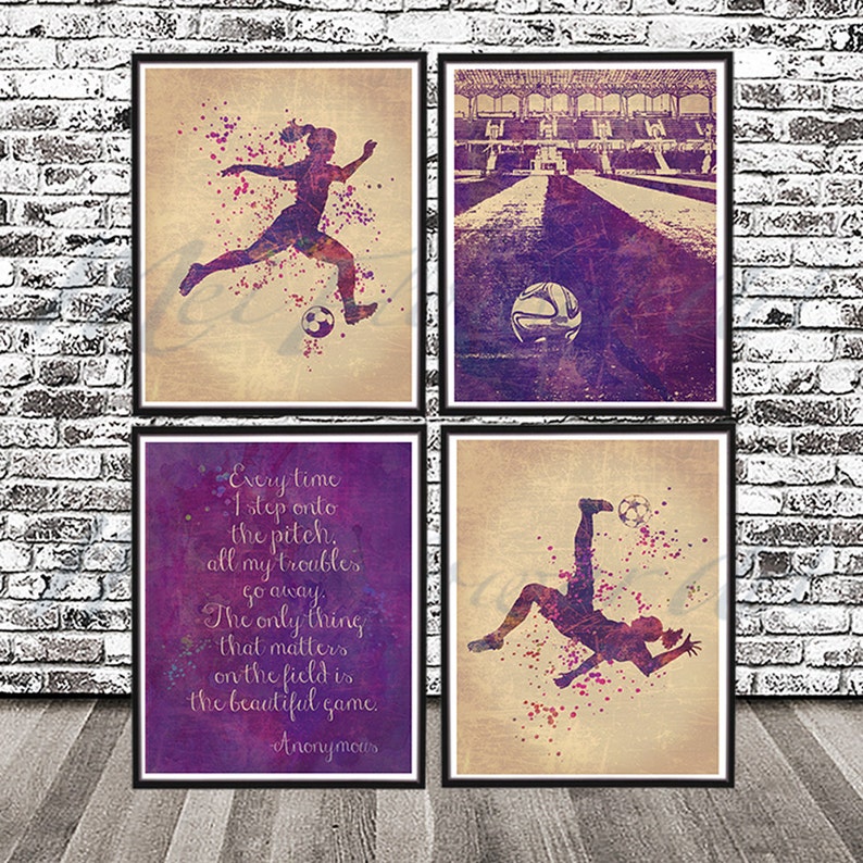 Vintage Girls Soccer PRINT Set Football Posters Woman - Etsy