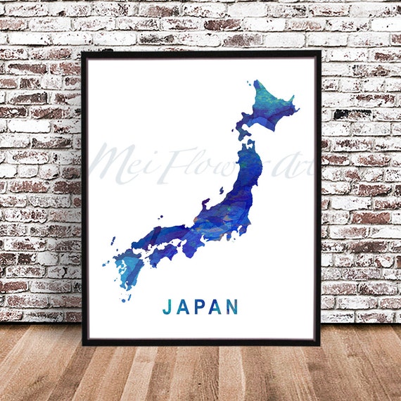 Japan Map Watercolor Styled PRINT Poster Country City Travel | Etsy