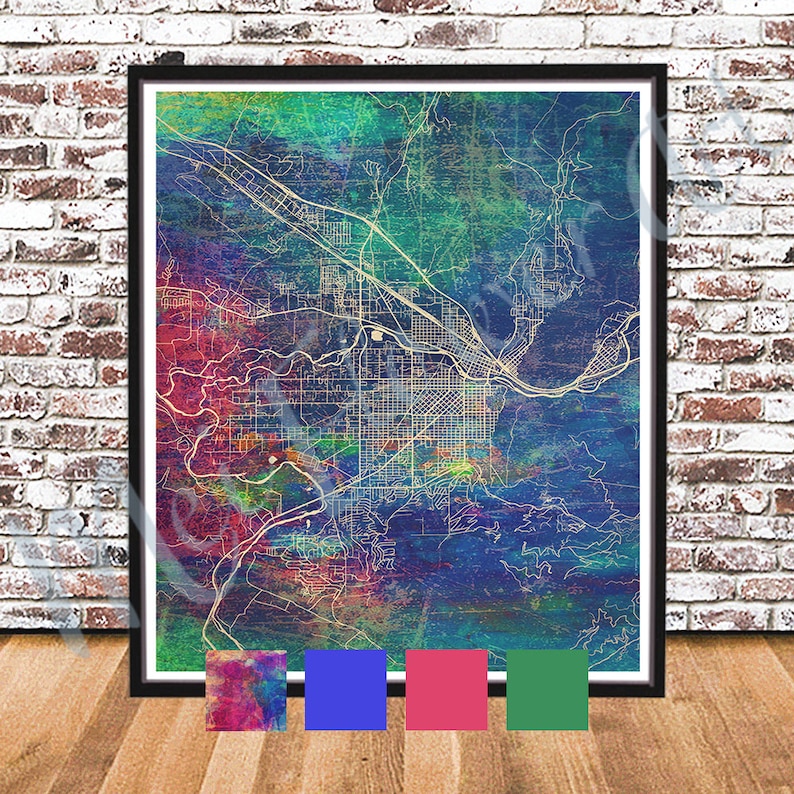 Vintage Missoula Street Map, MT Montana State, City Streetmap Drawing ...
