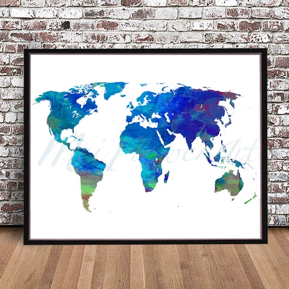 World Global Map PRINT Globe Watercolor Painting POSTER | Etsy