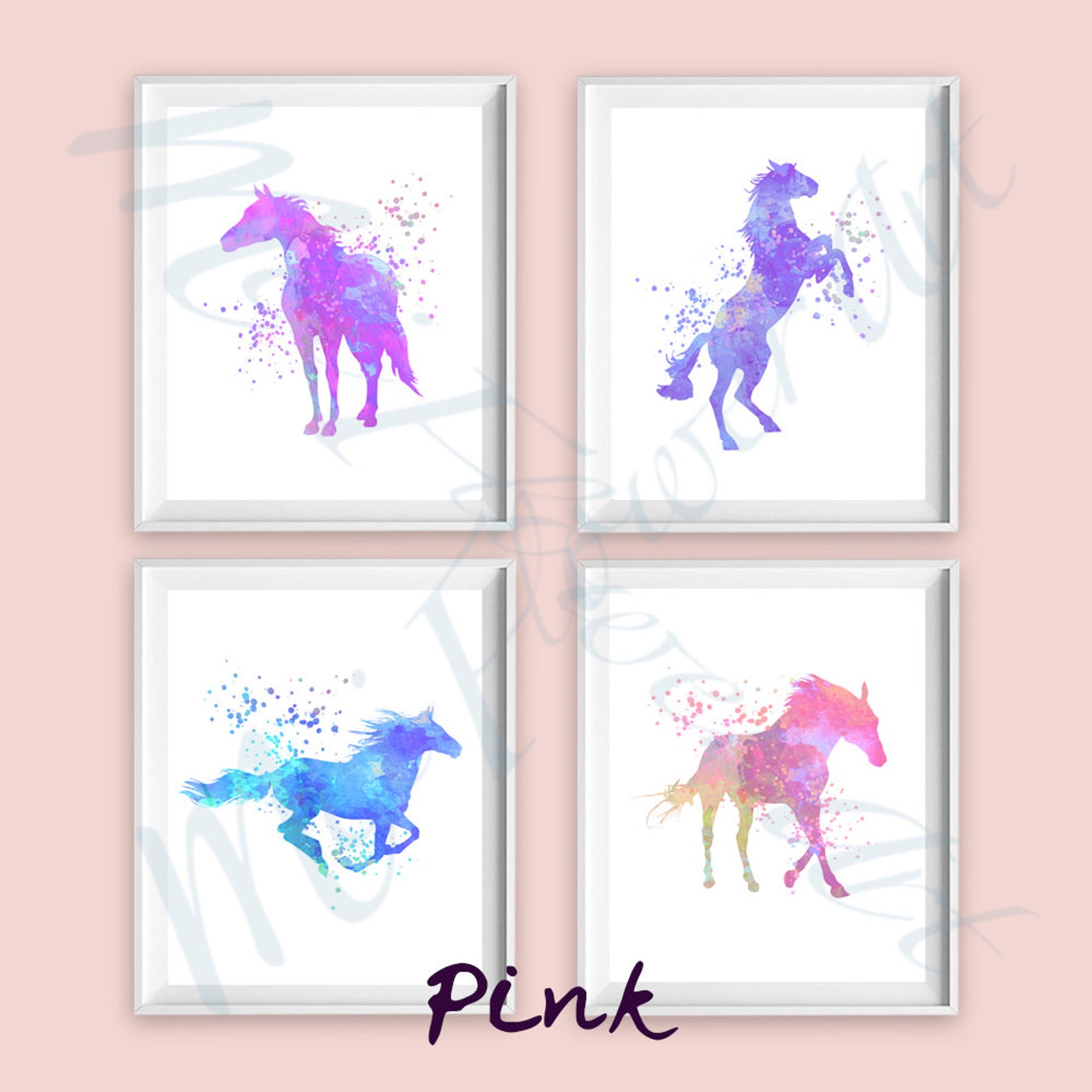 Watercolor Horse Set, Nursery Horse PRINTS, Boy Girl Horse Series ...