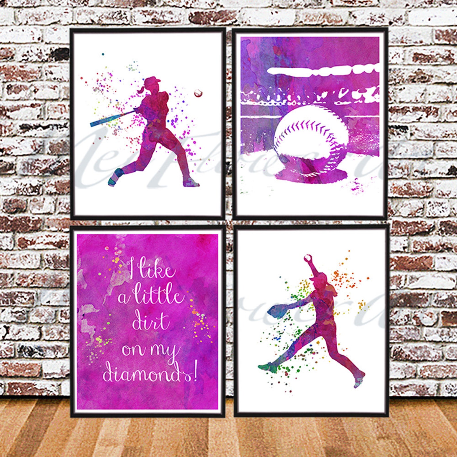 Softball Poster Set Softball PRINT Woman Playing Softball | Etsy