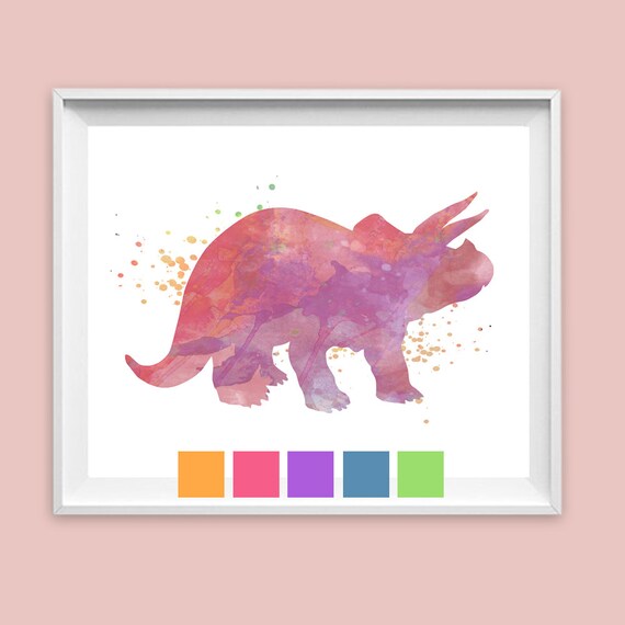 Triceratops PRINT Watercolor Painting Dinosaur PRINTS | Etsy