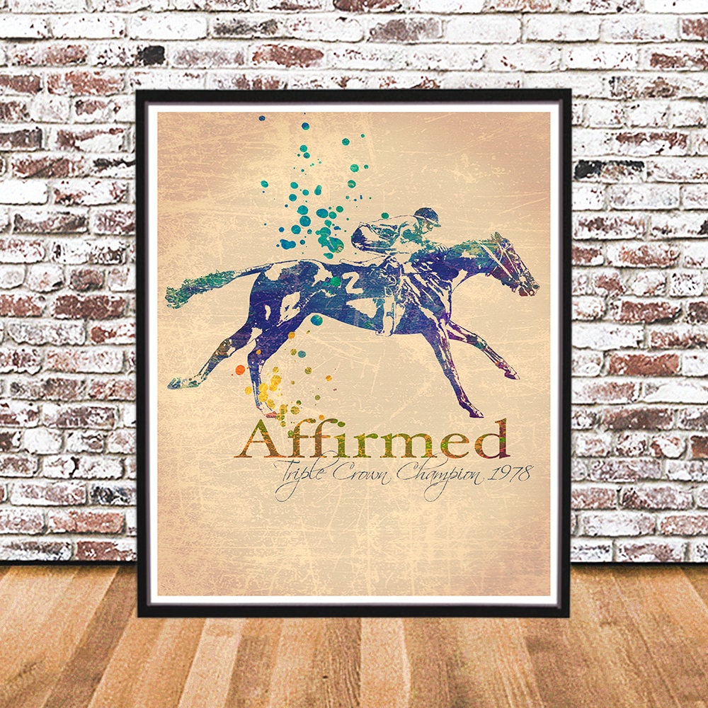 Vintage Affirmed PRINT, Affirmed Watercolor Style POSTER, Race Horse ...