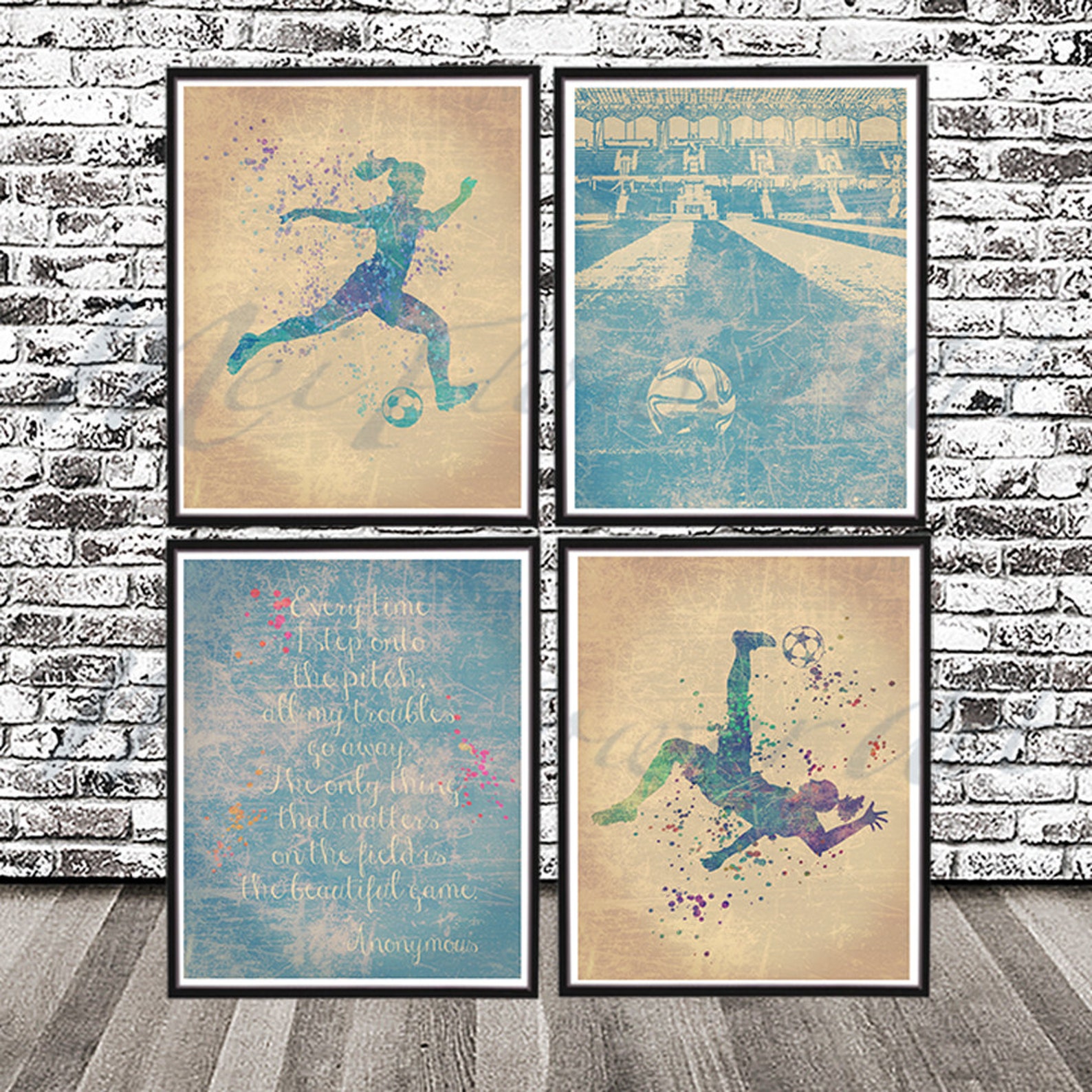 Vintage Girls Soccer PRINT Set Football Posters Woman - Etsy