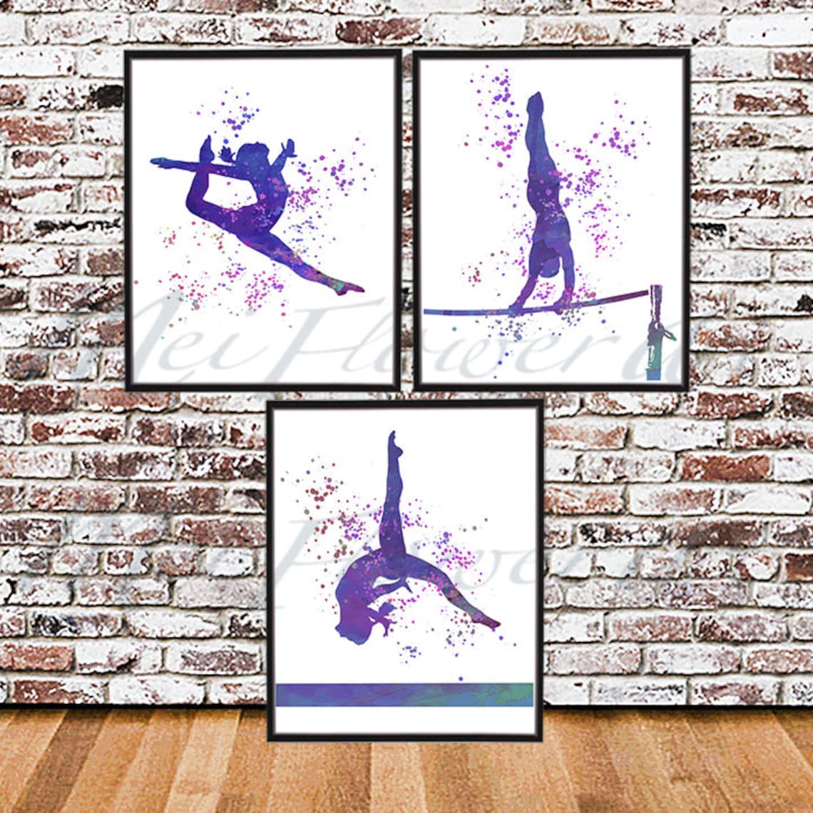 Girls Gymnastics Poster Set of 3 PRINT Series Womens | Etsy