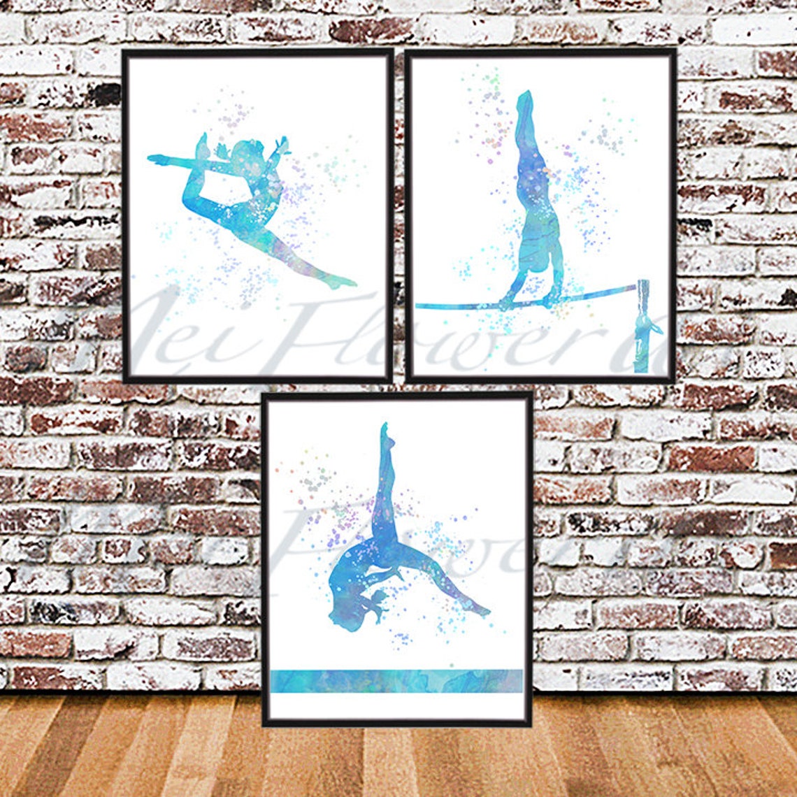 Girls Gymnastics Poster Set of 3 PRINT Series Womens | Etsy