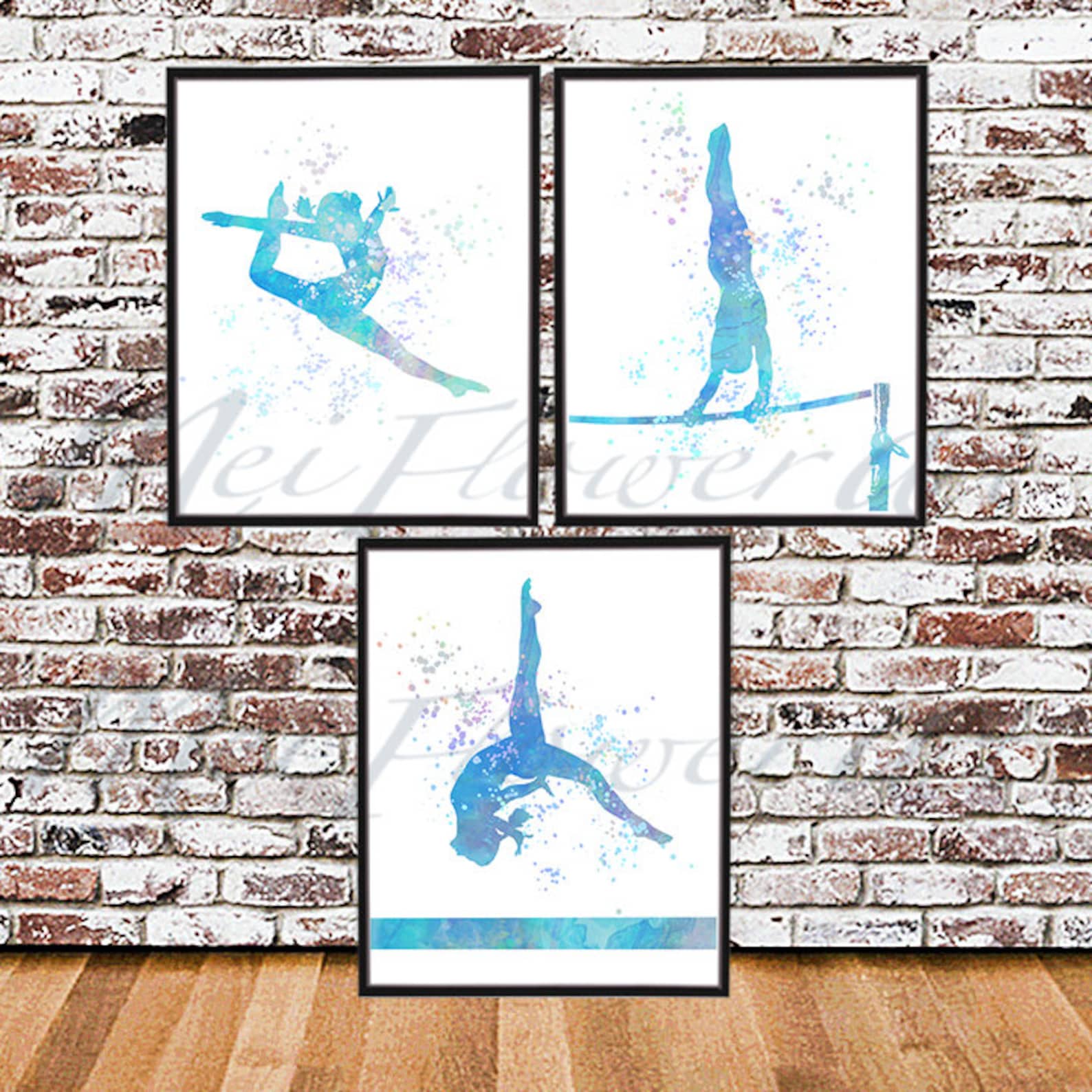Girls Gymnastics Poster Set of 3 PRINT Series Womens | Etsy
