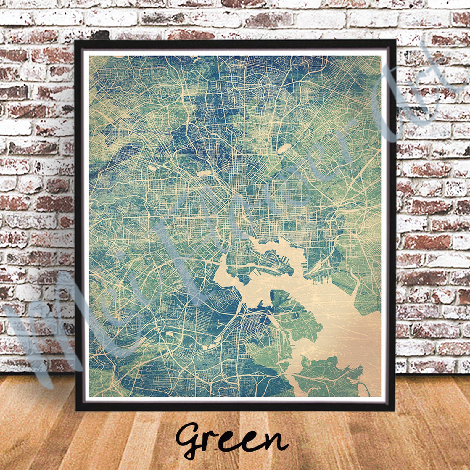 Vintage Baltimore Street Map Watercolor Painting Baltimore - Etsy