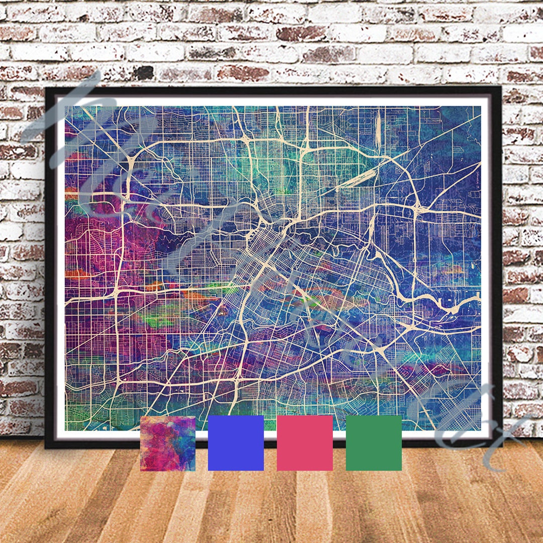 Vintage Houston Street Map, Tx Texas State, City Streetmap, Retro ...