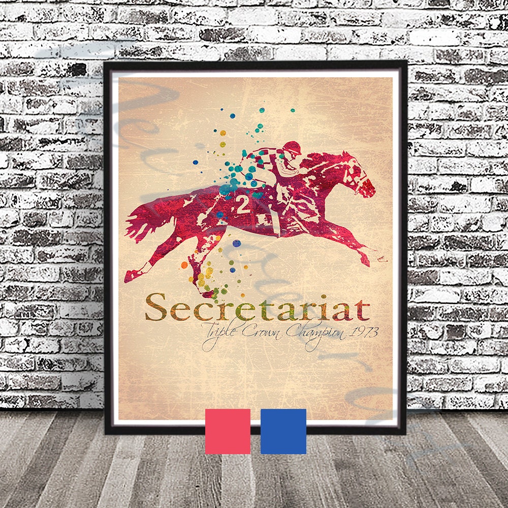 Vintage Secretariat PRINT, Secretariat Watercolor Style POSTER, Race ...