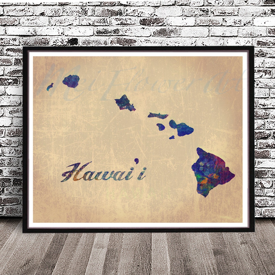 Vintage Hawaii State Watercolor Map Watercolour Painting Print - Etsy