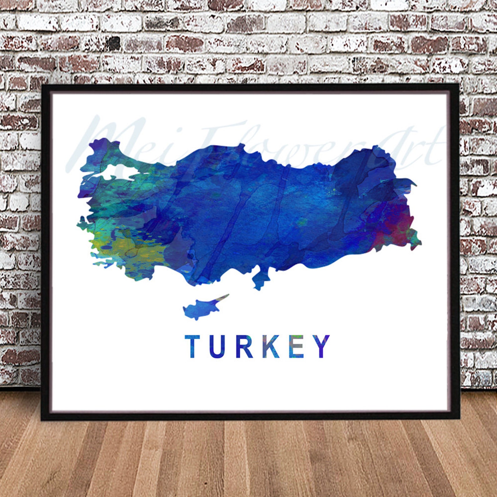 Turkey Country Map PRINT, Watercolor Painting POSTER, Wall Art, City ...