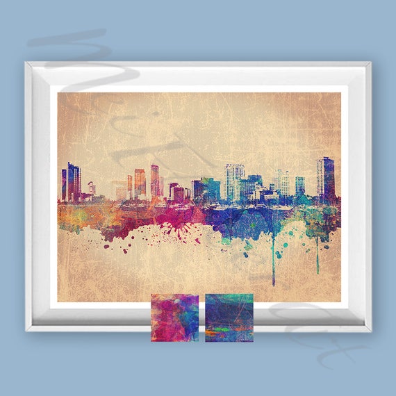 Manila City Skyline Manila PRINT PHL Manila PH Water Color | Etsy