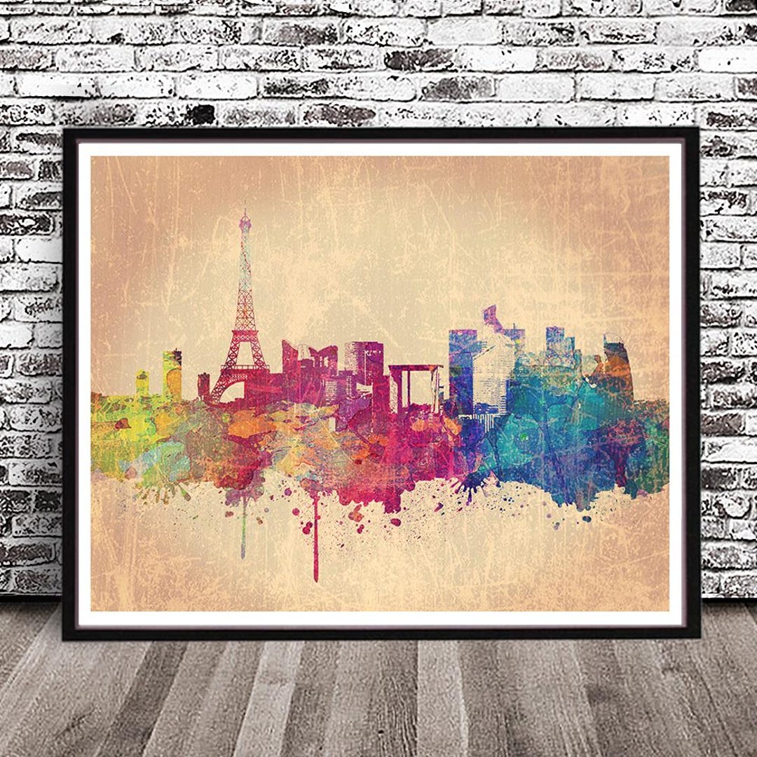 Vintage Paris City Skyline PRINT, Je Suis Paris, Paris Cityscape ...